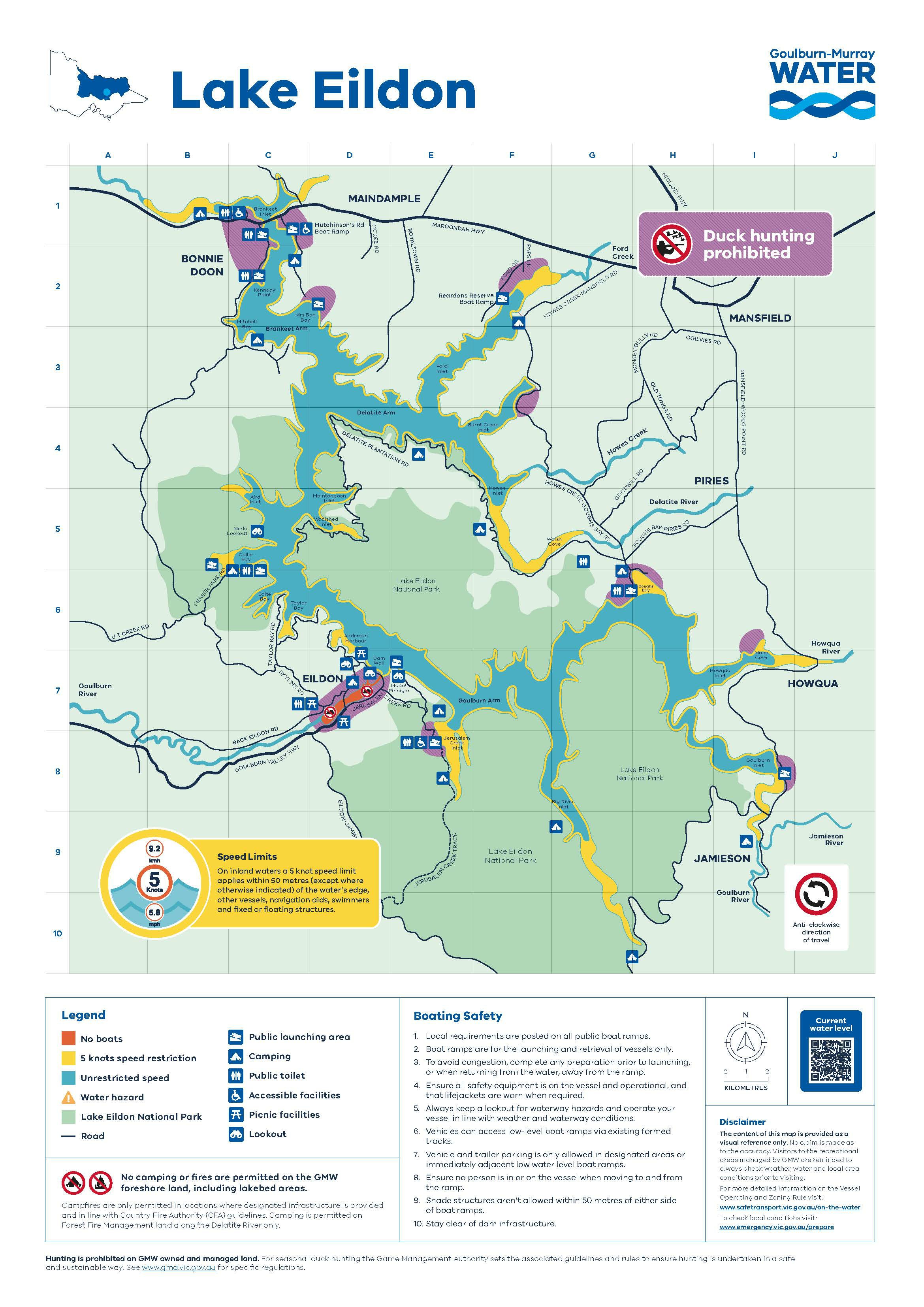 Lake Eildon duck hunting map - Goulburn Murray Water