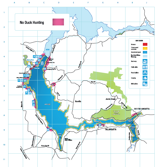 Hume Reservoir duck hunting map - Goulburn Murray Water