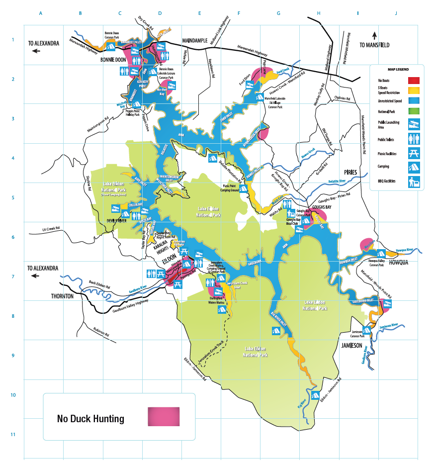 Lake Eildon duck hunting map - Goulburn Murray Water